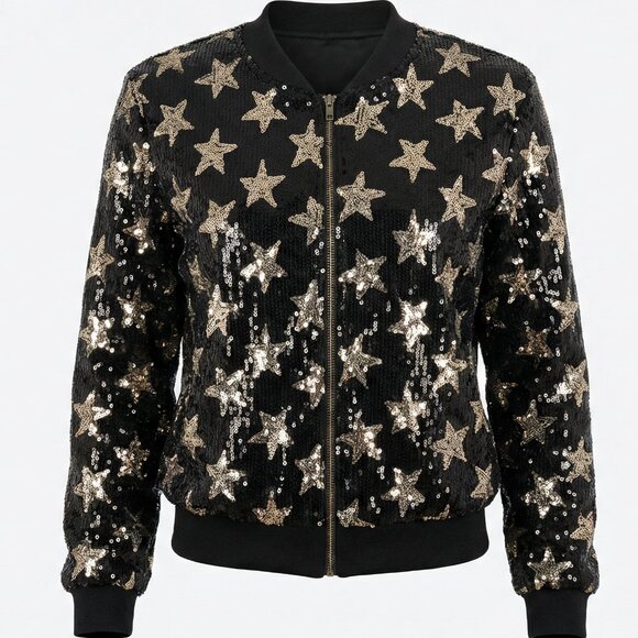 Jackets & Coats | Designer Beaded Sequins Sequined Embellished Stars ...